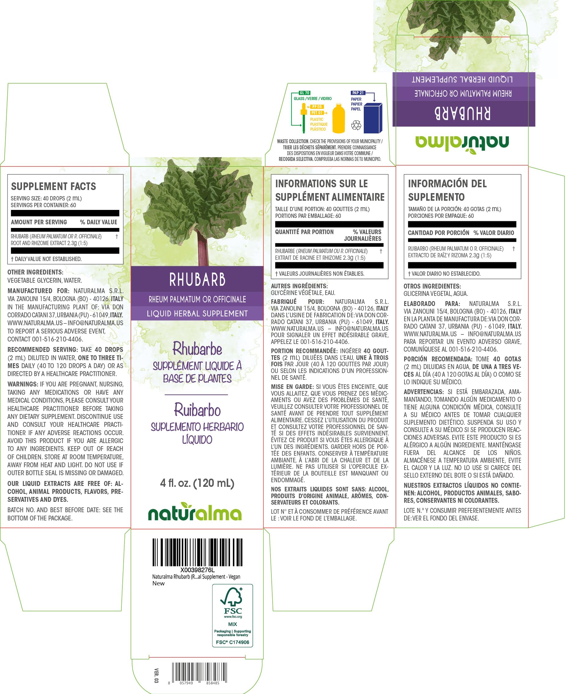 Blended vitamin support with rhubarb