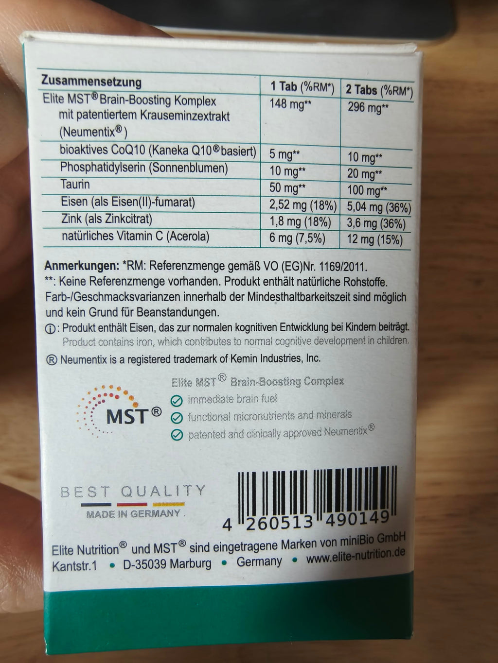 Blended vitamins for improved concentration