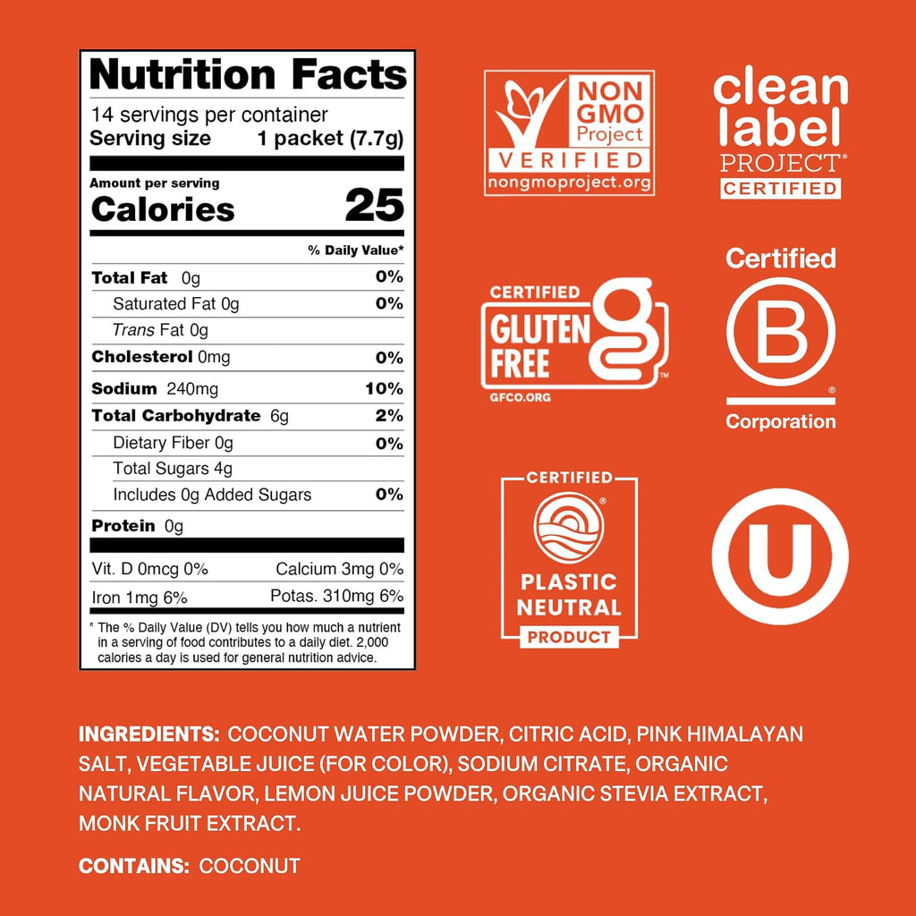Blood orange electrolyte powder packets