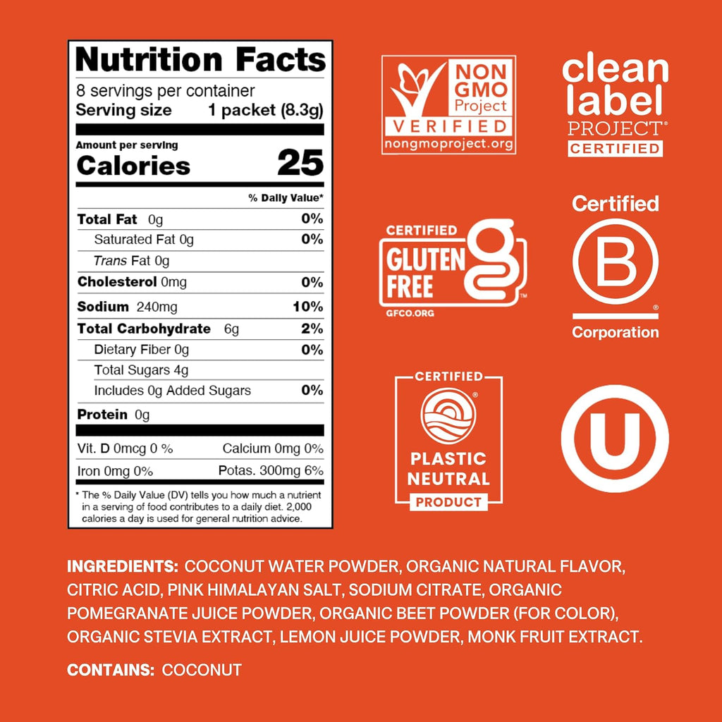 Blood orange electrolyte powder packets