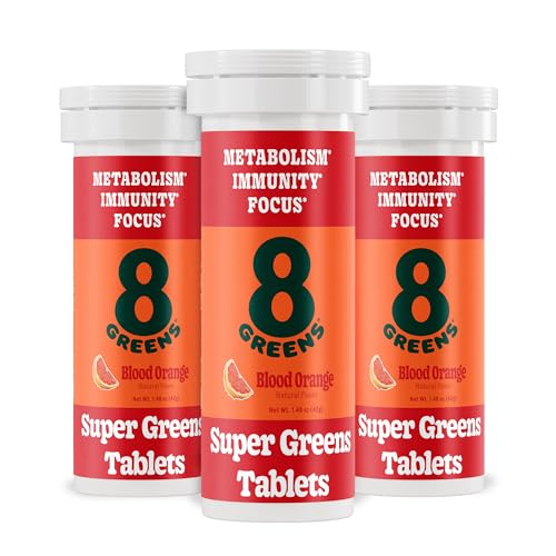 Blood orange flavour supergreens tablets