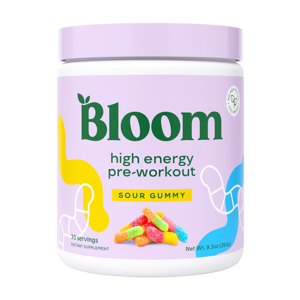 Bloom Nutrition pre-workout powder sour gummy