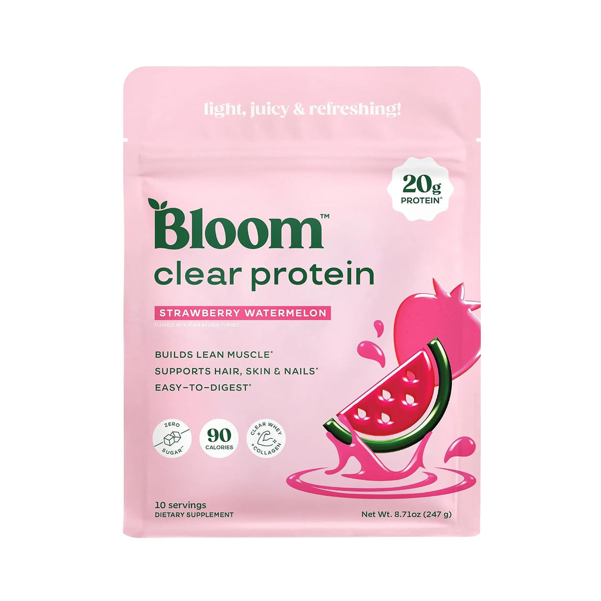 Bloom Nutrition strawberry watermelon whey protein