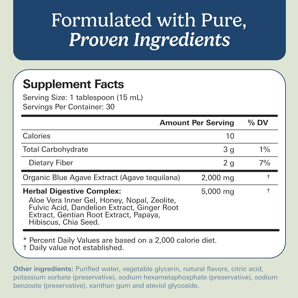 Blue agave digestive health support
