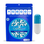 blue and white empty capsules