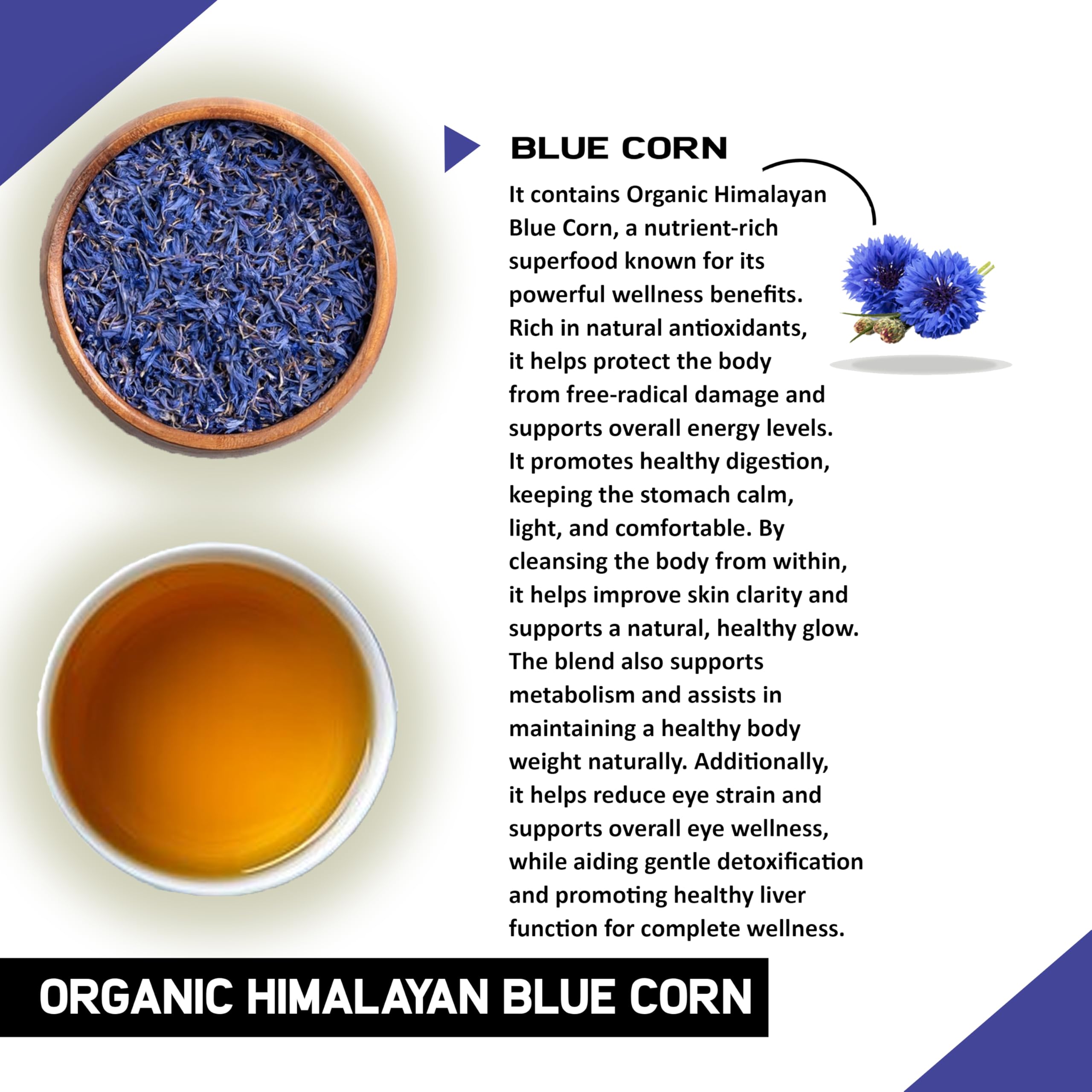 Blue Cornflower petals for digestive support