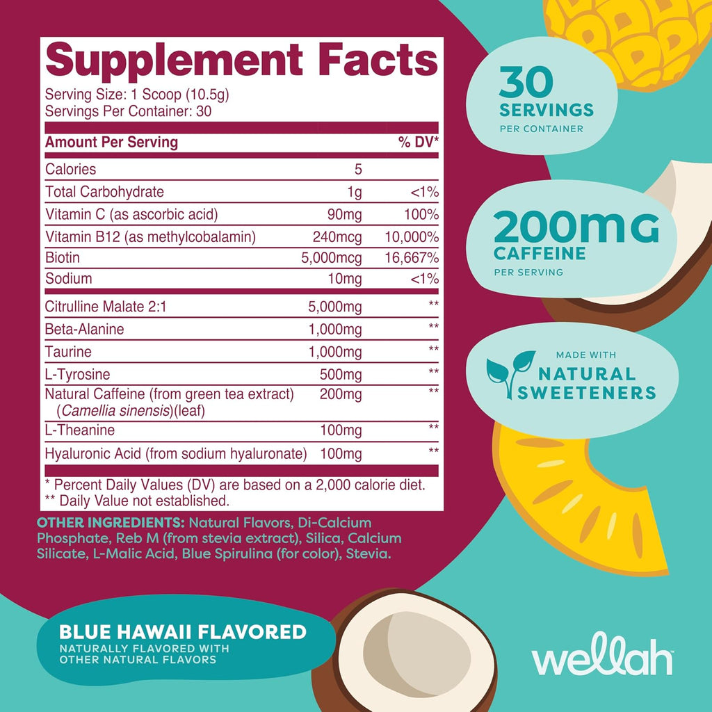 Blue Hawaii flavour pre-workout supplement