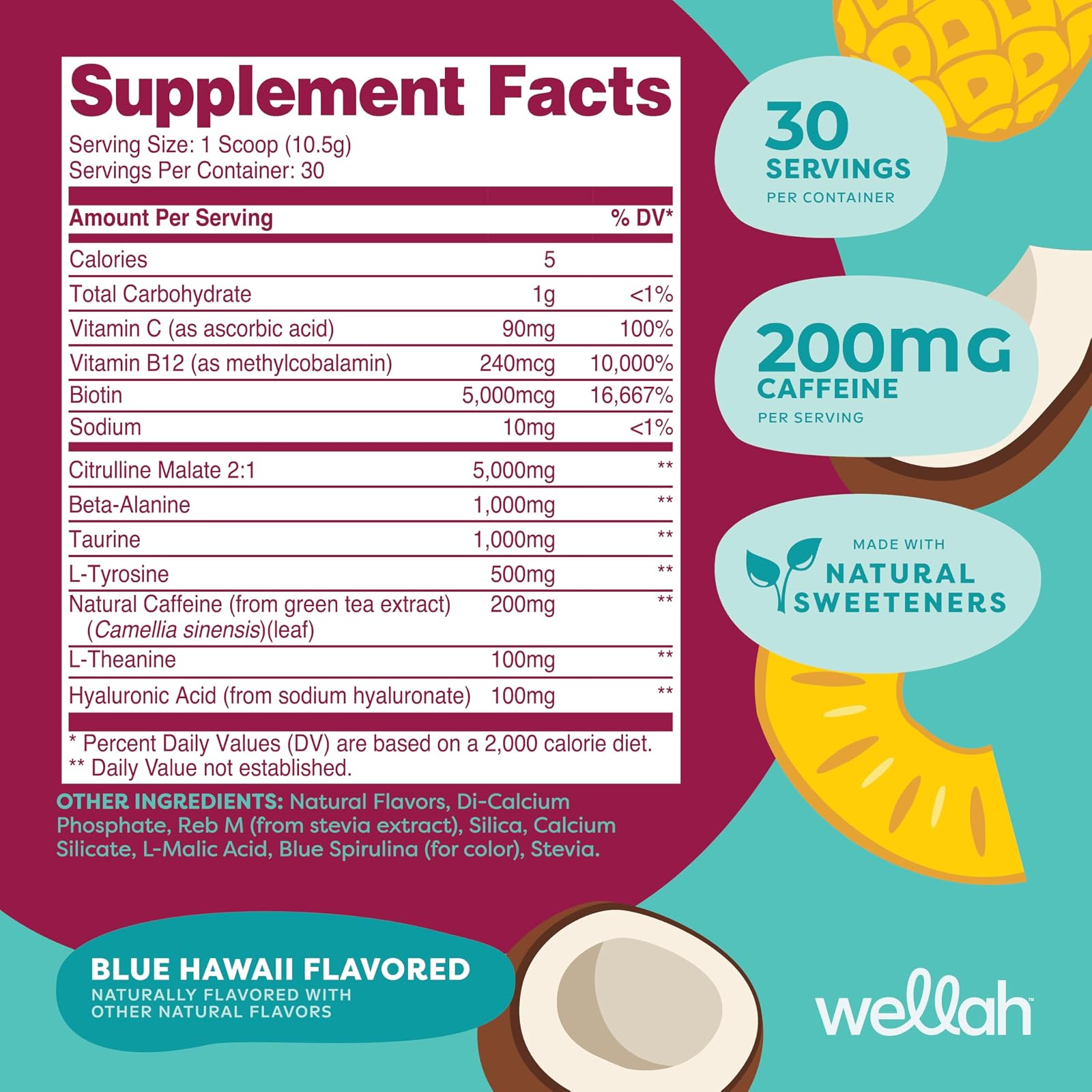 Blue Hawaii flavour pre-workout supplement