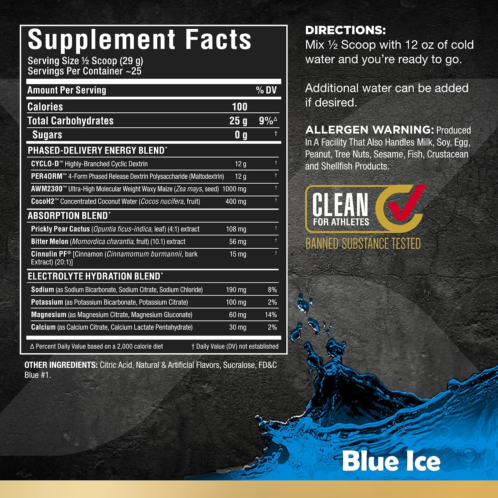 Blue Ice carbohydrate supplement for athletes