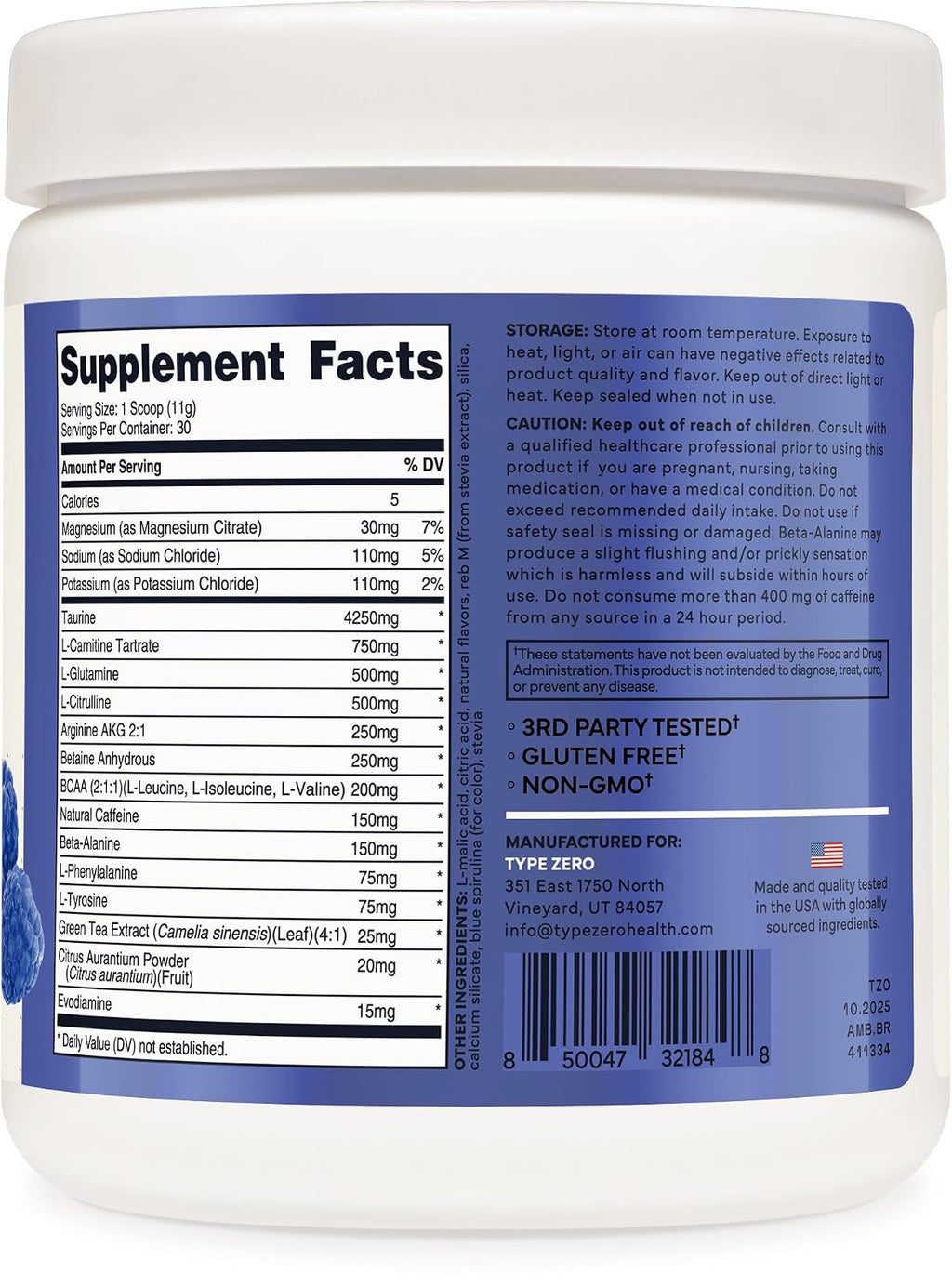 Blue raspberry amino drink for workouts