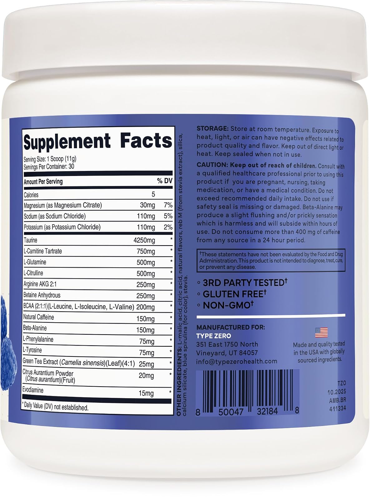 Blue raspberry amino drink for workouts