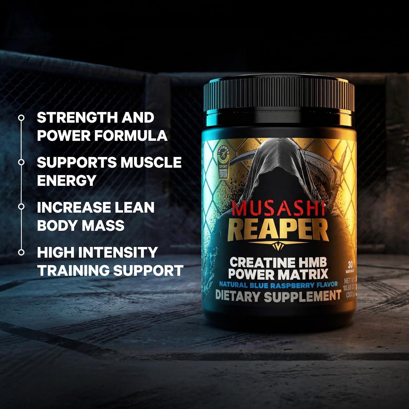 Blue raspberry creatine powder for workouts