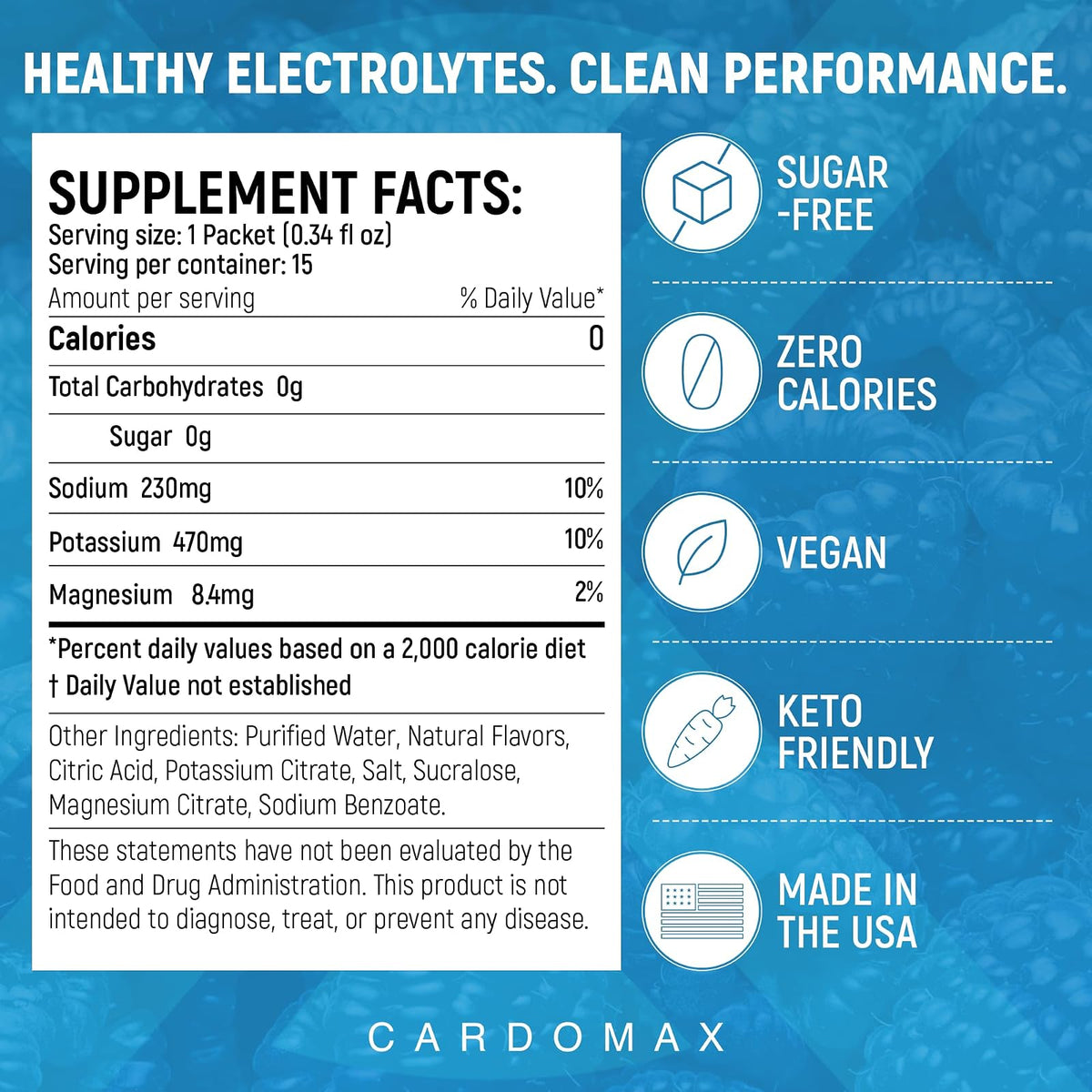 Blue raspberry electrolyte drink mix