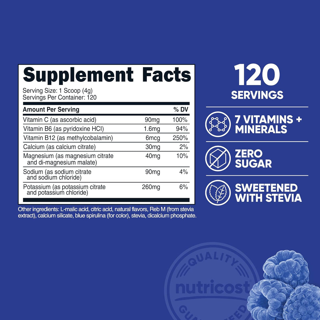 Blue raspberry electrolyte powder for hydration