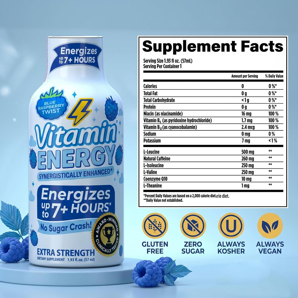 Blue Raspberry energy boost shots