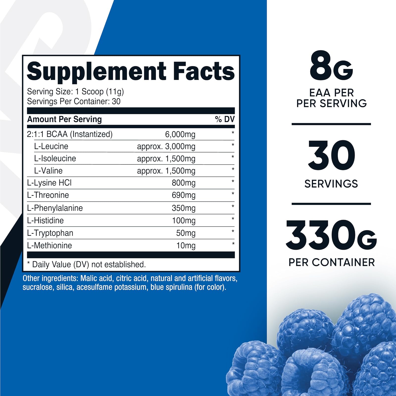 Blue raspberry essential amino acids