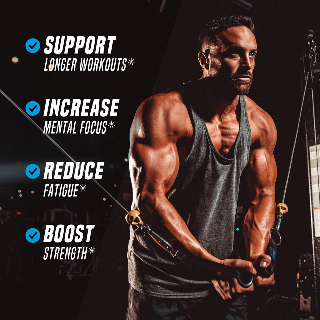 Blue raspberry flavour pre-workout supplement