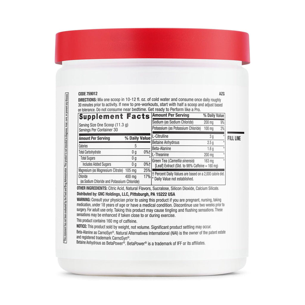 Blue raspberry flavour pre-workout supplement