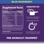 Blue raspberry flavour pre-workout supplement