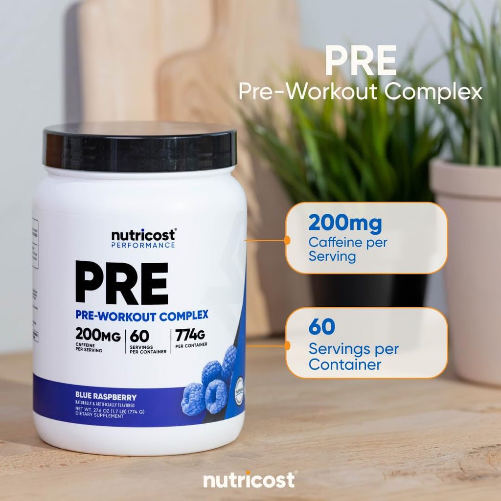 Blue raspberry flavour pre-workout supplement