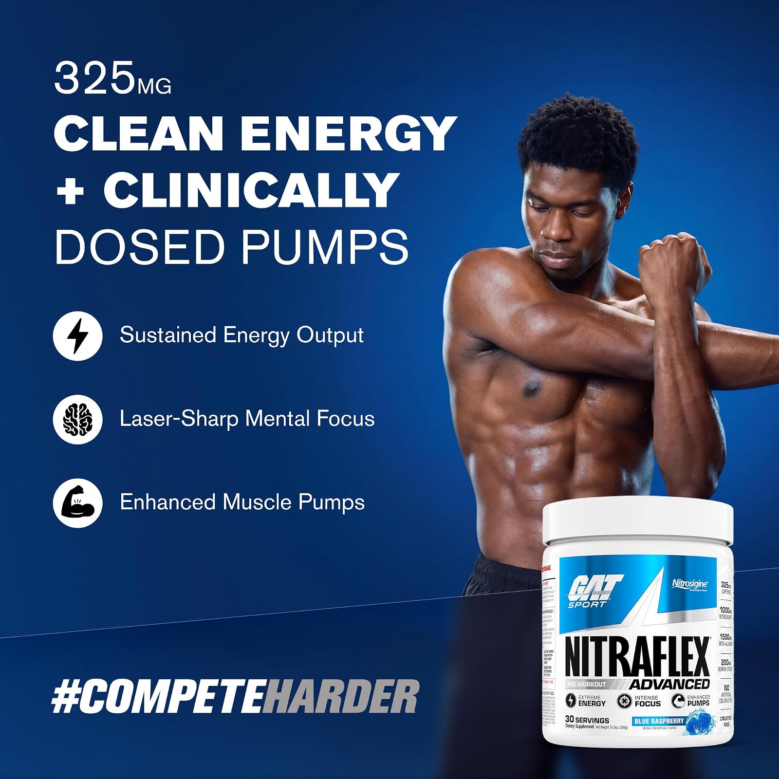 Blue raspberry pre-workout energy boost