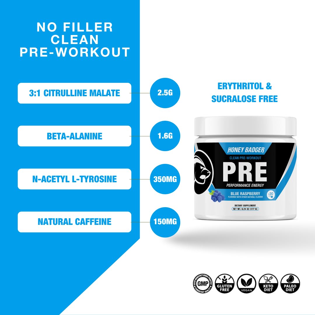 Blue raspberry pre-workout powder flavor