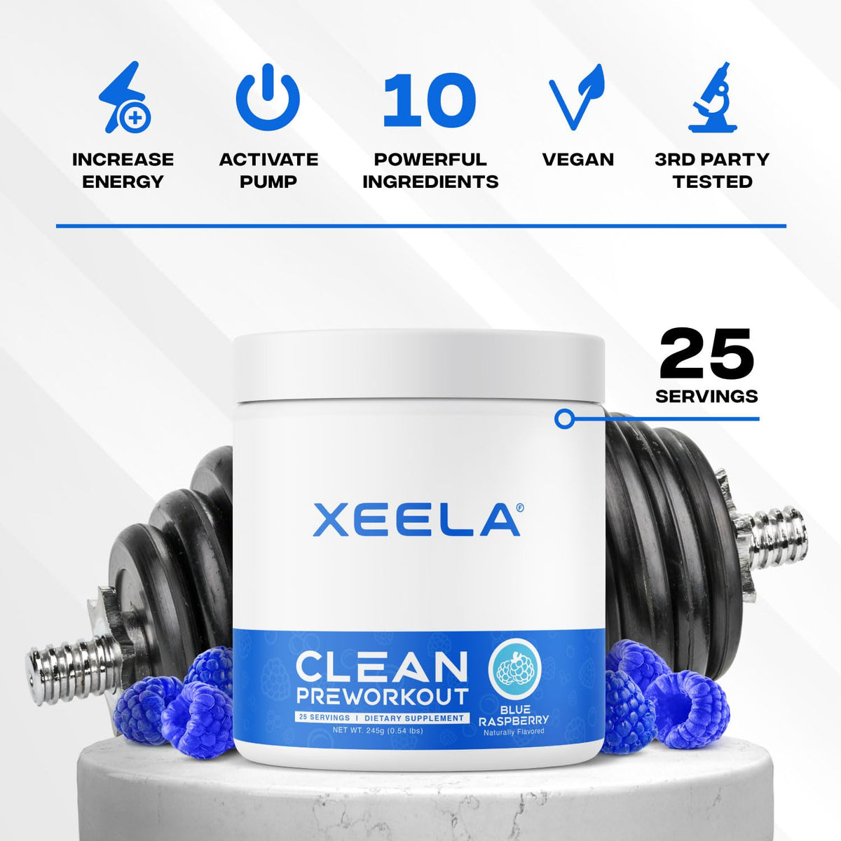 Blue raspberry pre-workout powder flavour