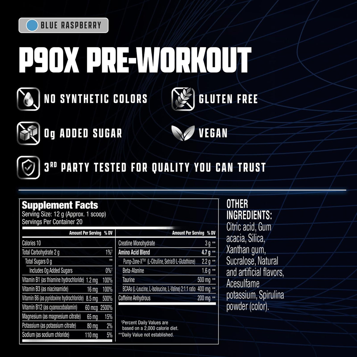 Blue raspberry pre-workout powder flavour