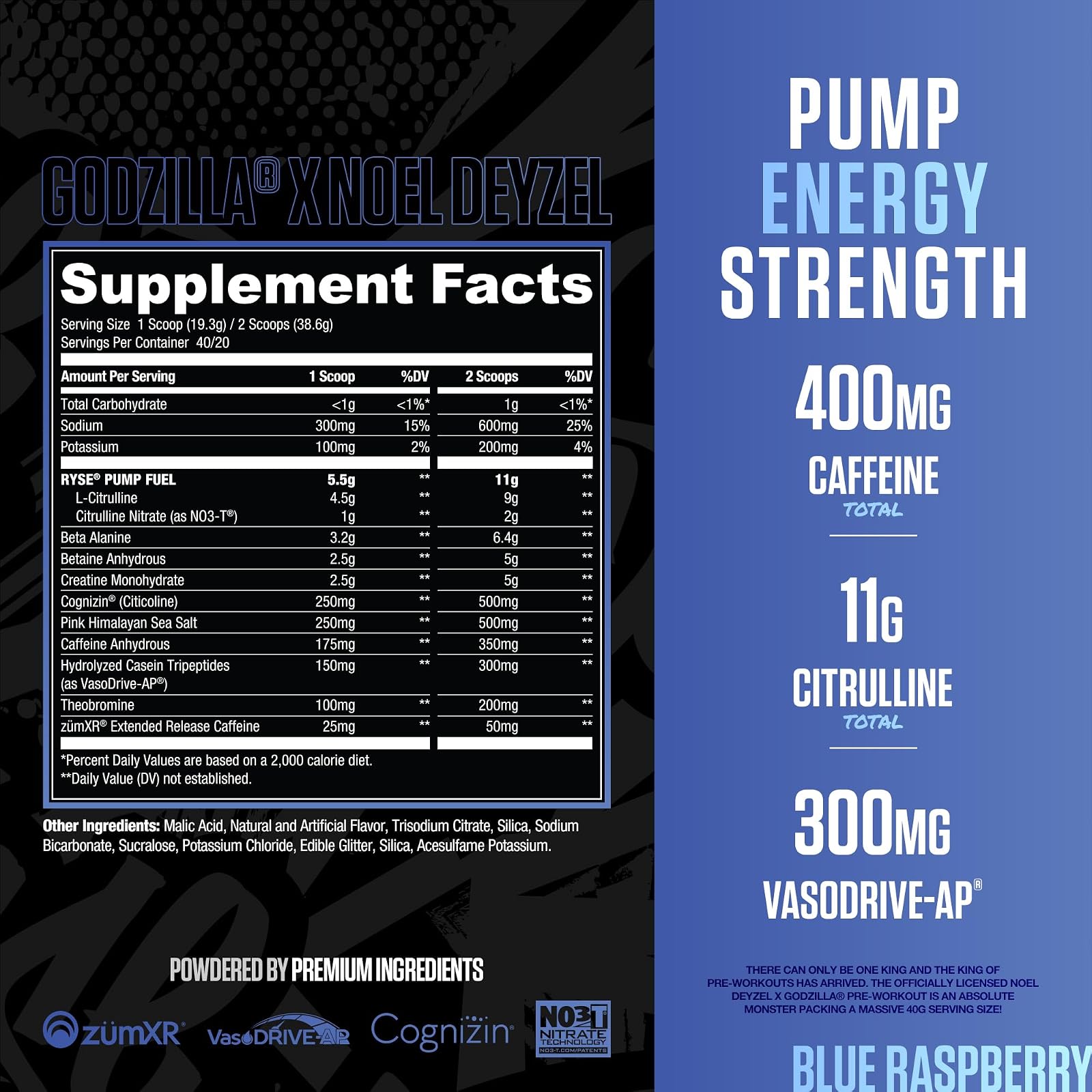Blue Raspberry pre-workout powder