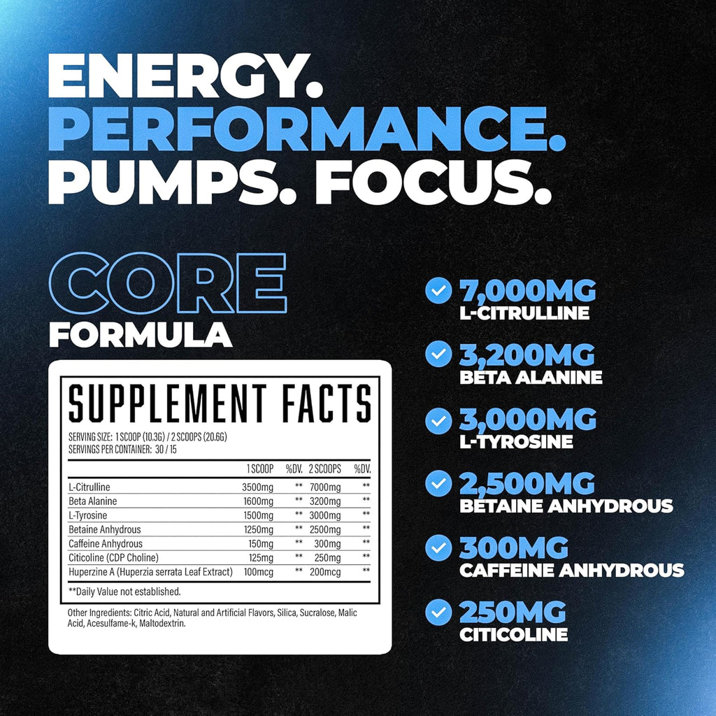 Blue raspberry pre-workout supplement flavour