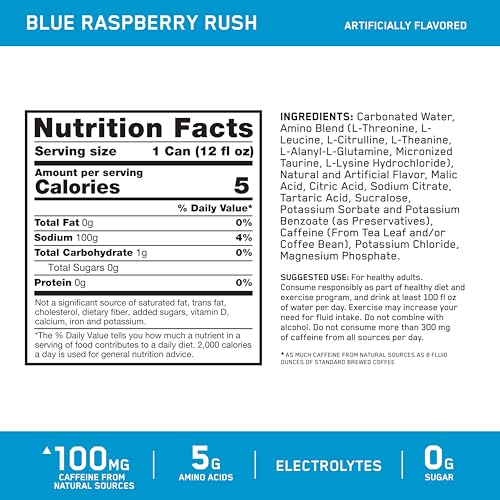 Blue Raspberry Rush amino energy drink