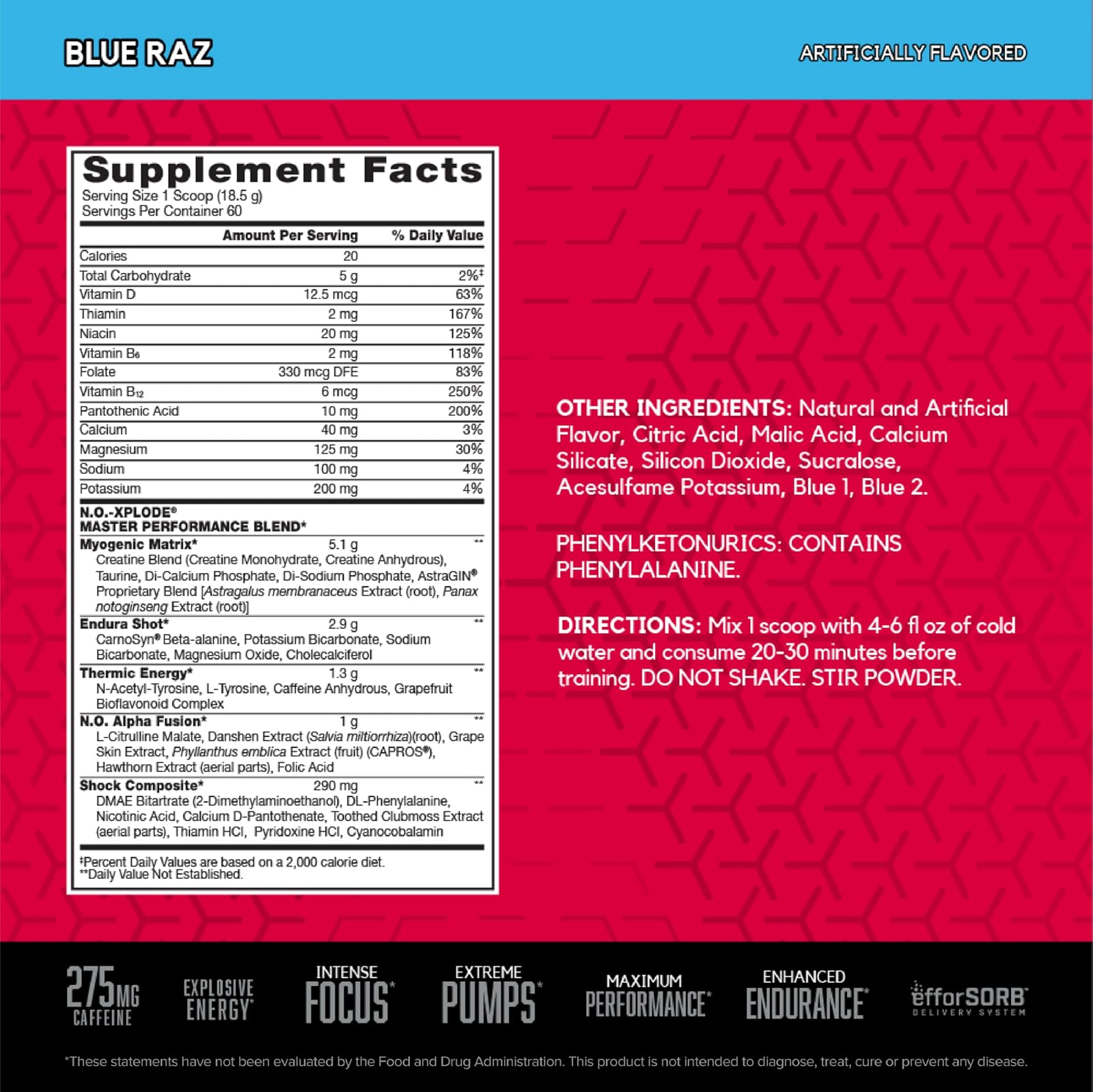 Blue Raz pre-workout supplement flavour