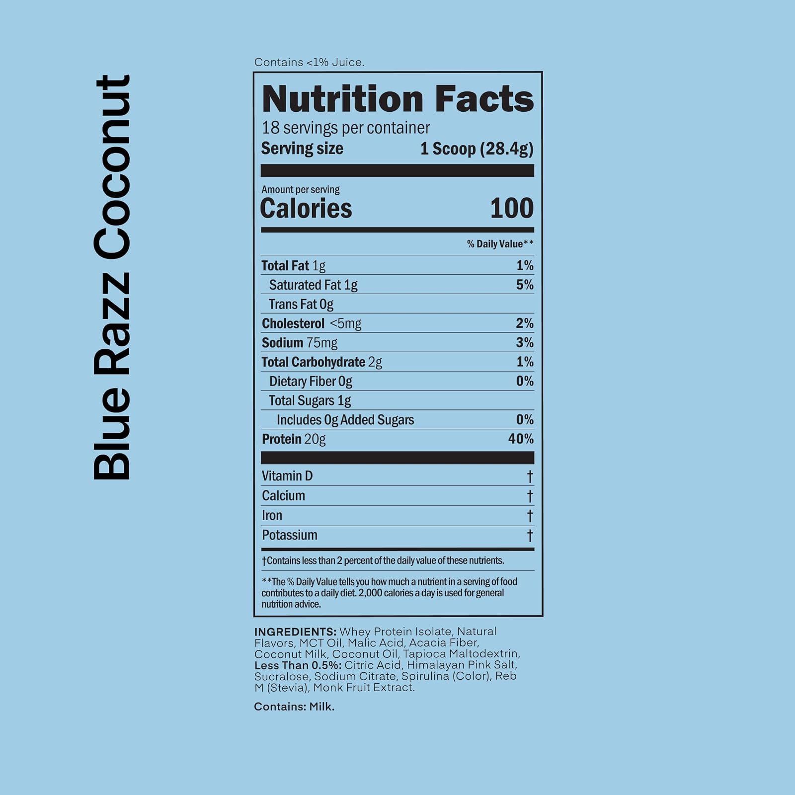 Blue Razz Coconut protein powder