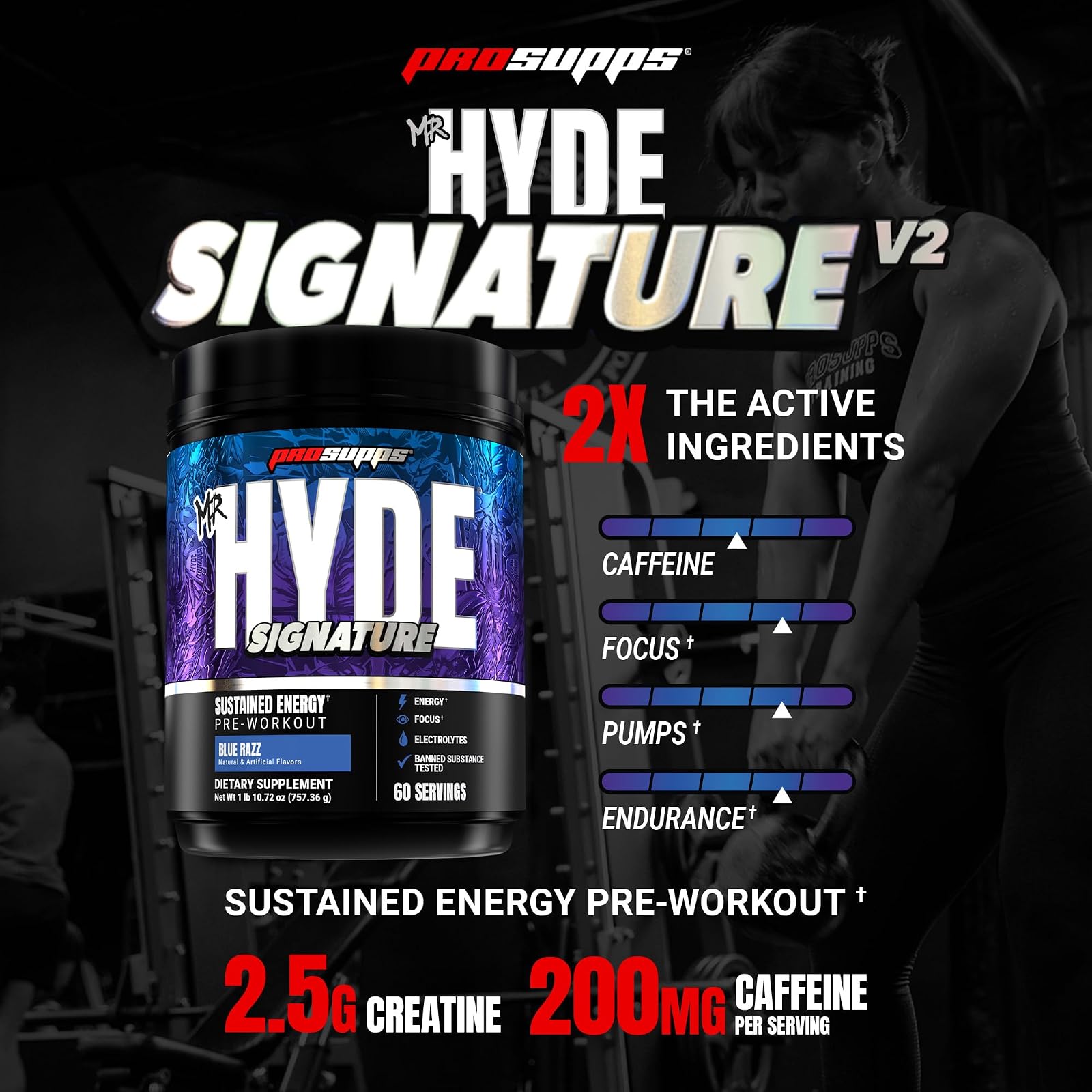 Blue Razz flavour pre-workout powder