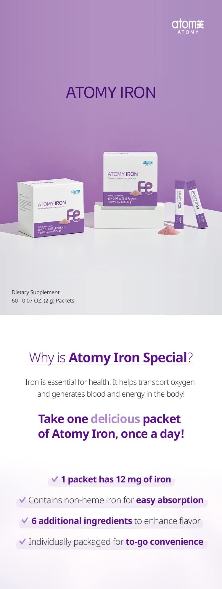 blueberry flavored iron for energy