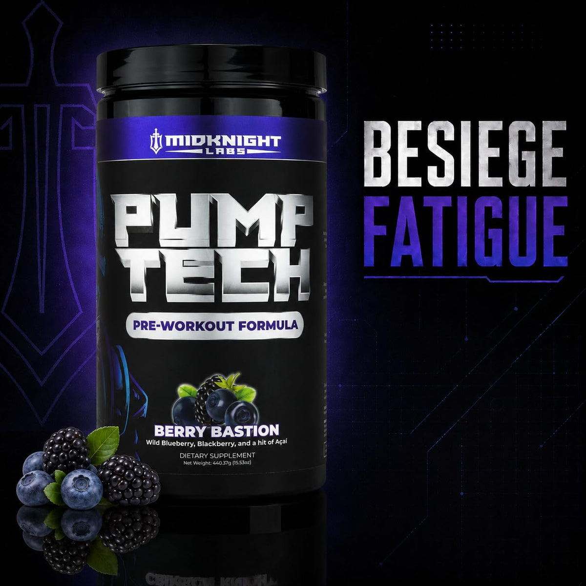 Blueberry flavour pre-workout powder