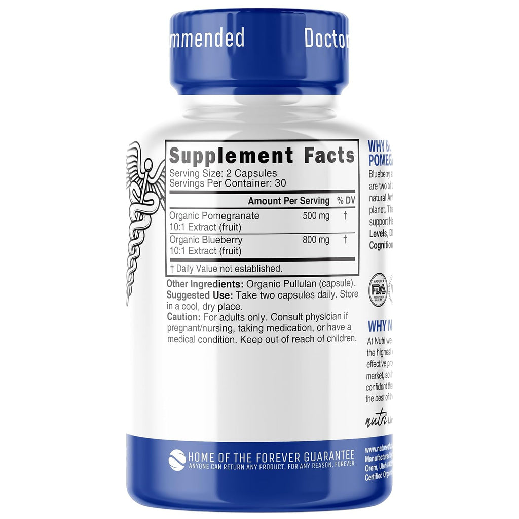 Blueberry pomegranate capsules for energy boost