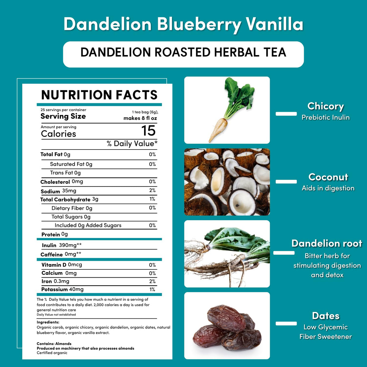 Blueberry vanilla herbal tea bags