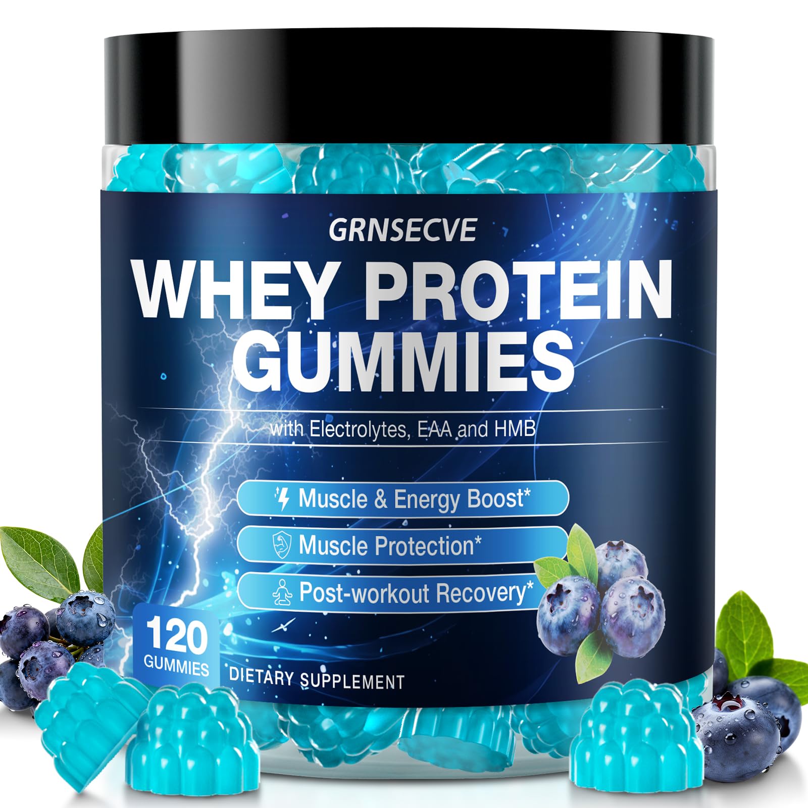 Blueberry whey protein gummies