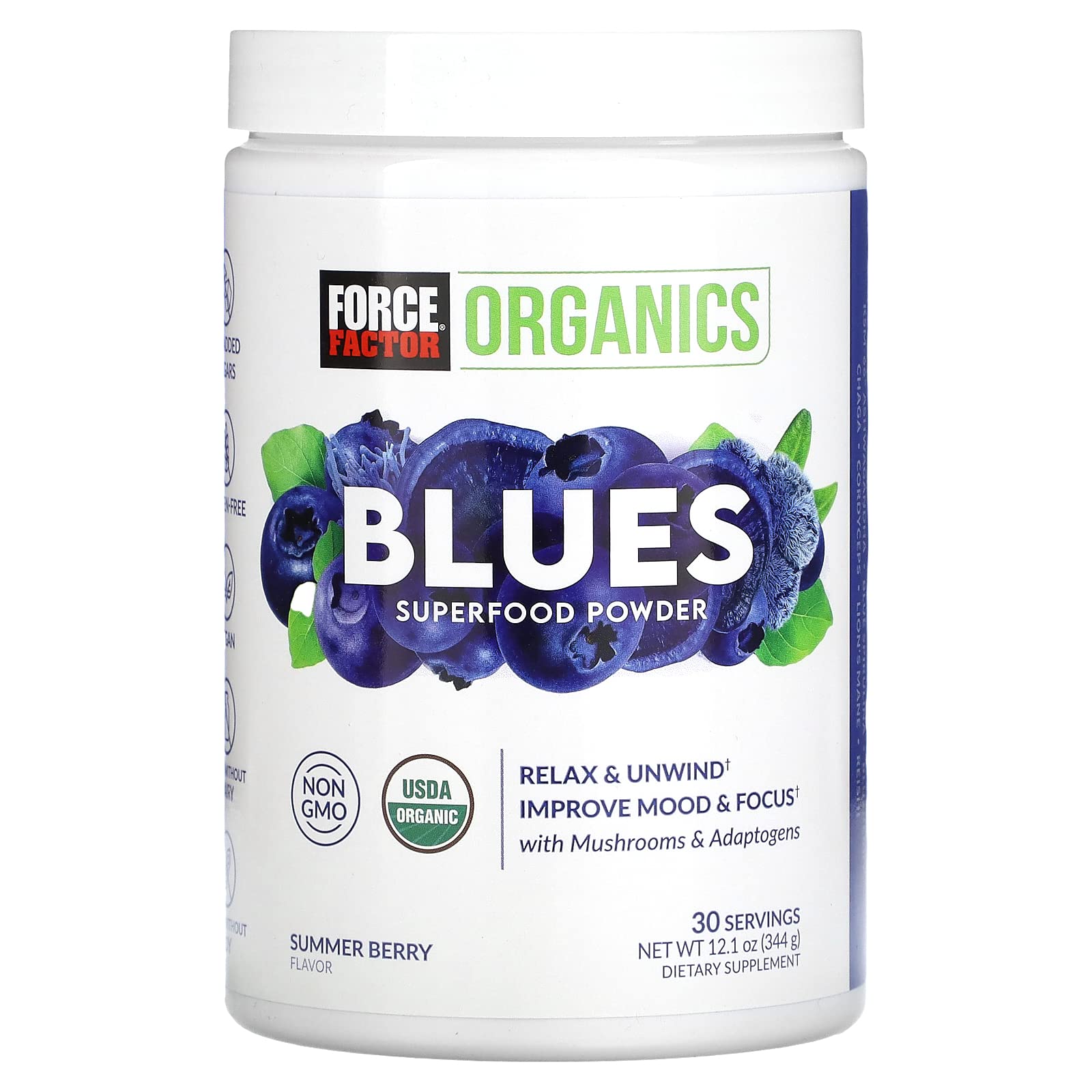 Blues superfood powder for stress relief