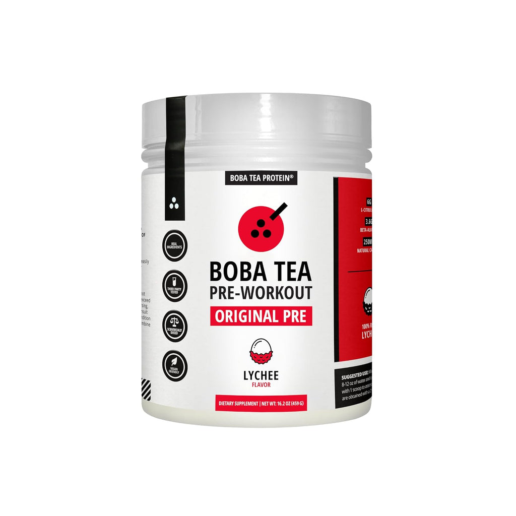 Boba Tea pre-workout powder lychee flavor