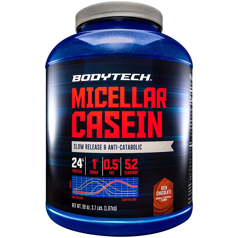 BodyTech micellar casein protein powder rich chocolate
