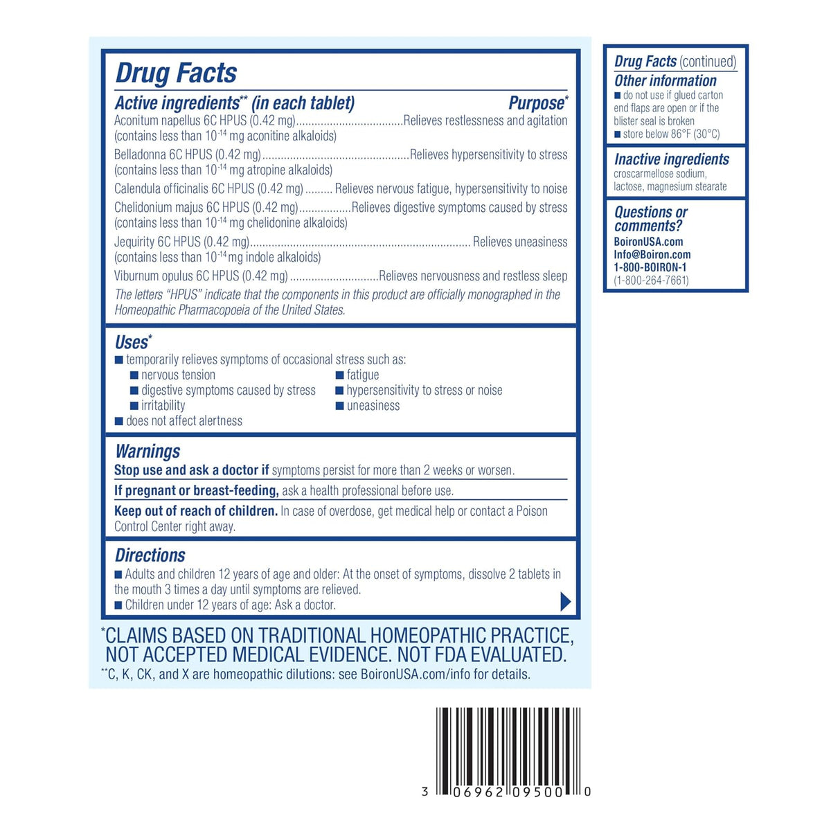 Boiron StressCalm daily stress relief tablets