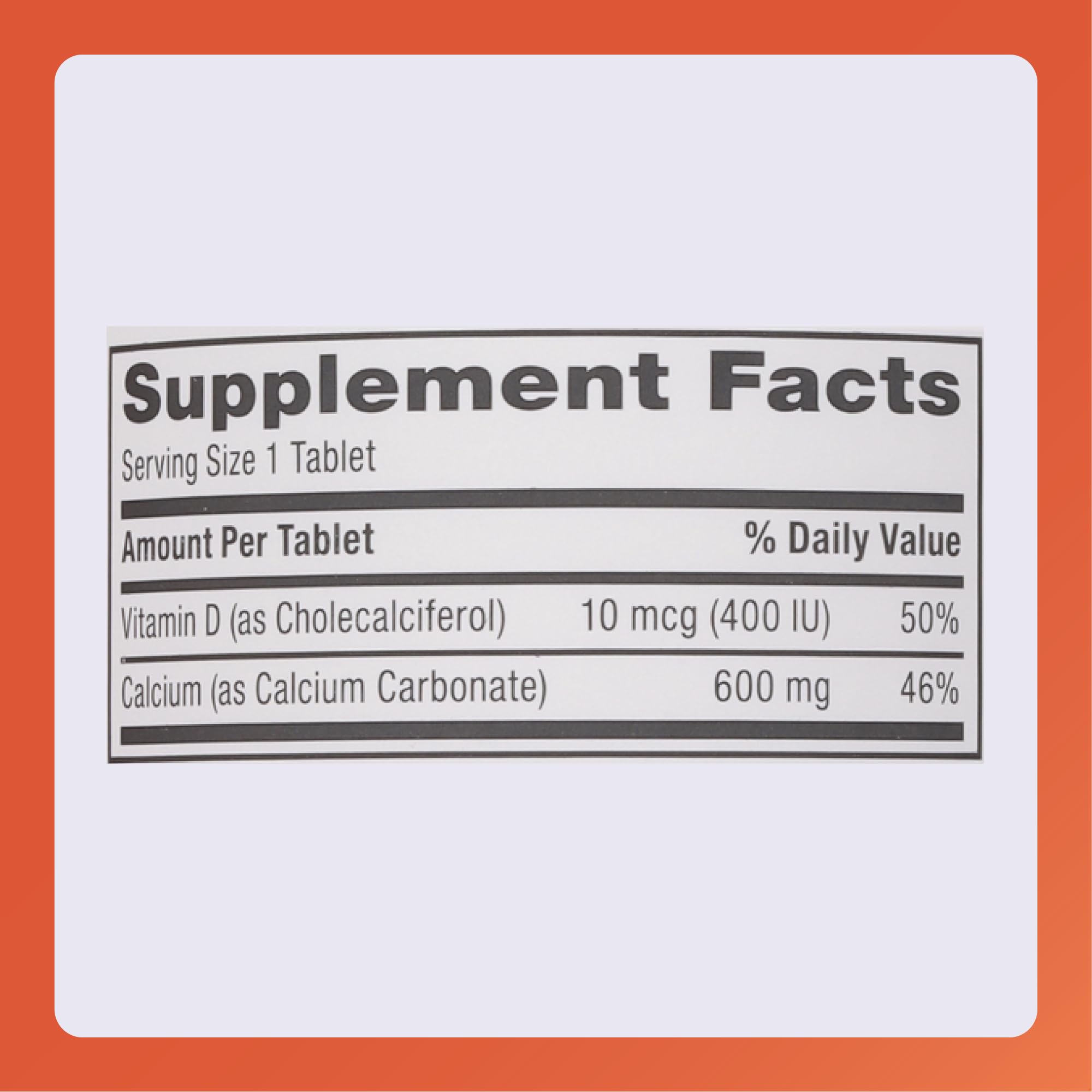 Bone health supplement with vitamin D3