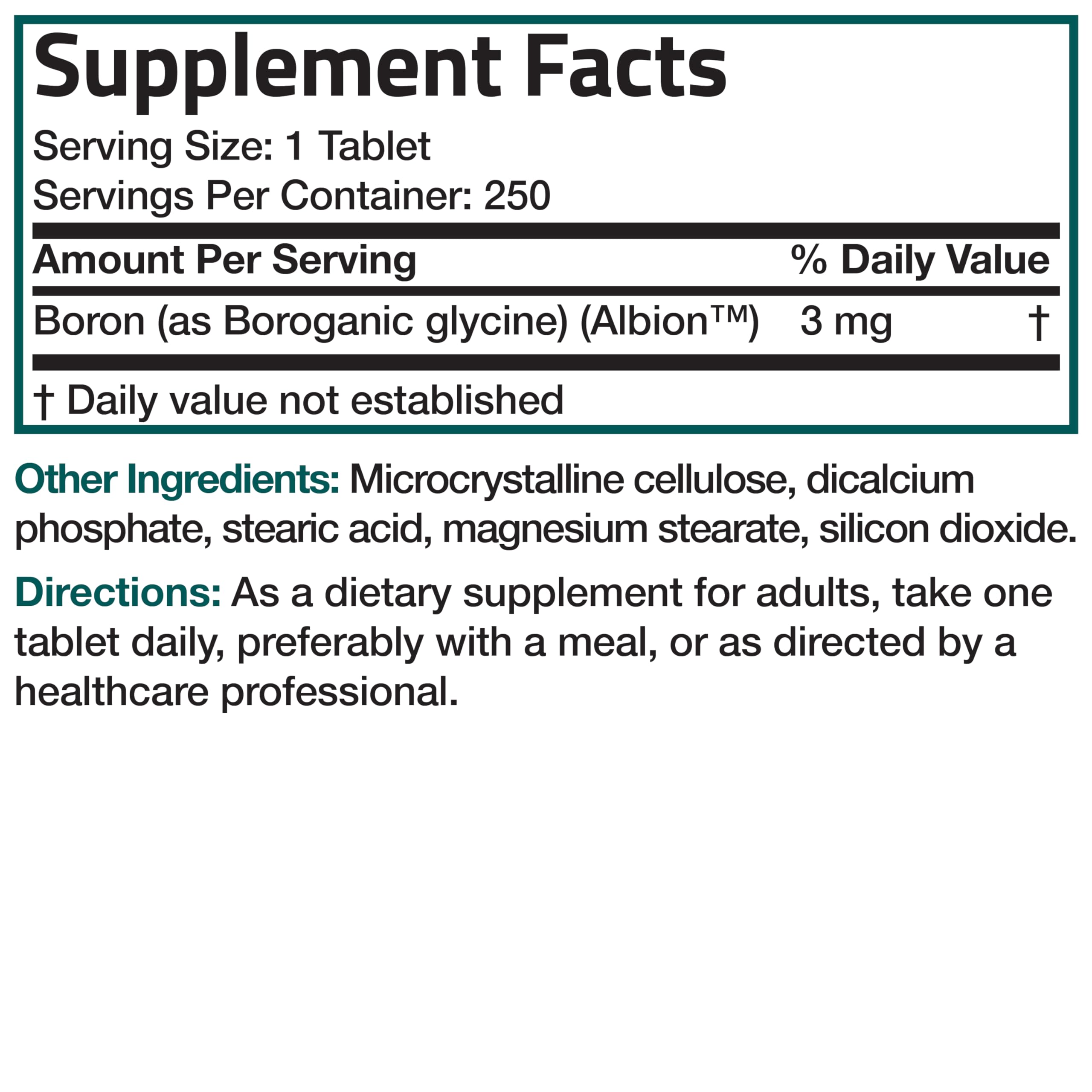 Boron supplement for strong bones