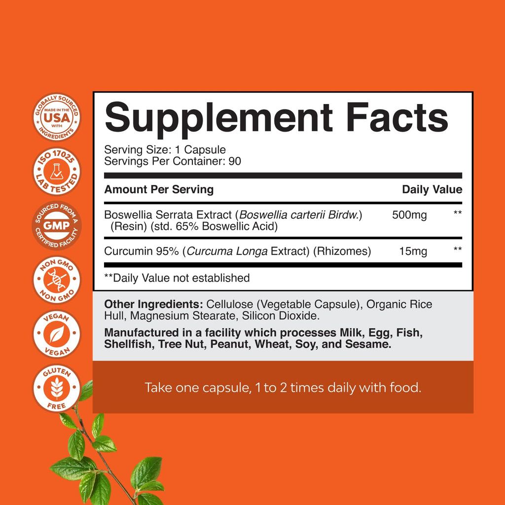 Boswellia herbal supplement for inflammation