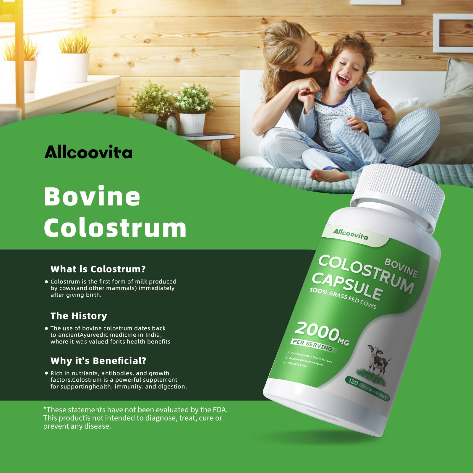Bovine colostrum for healthy skin and hair