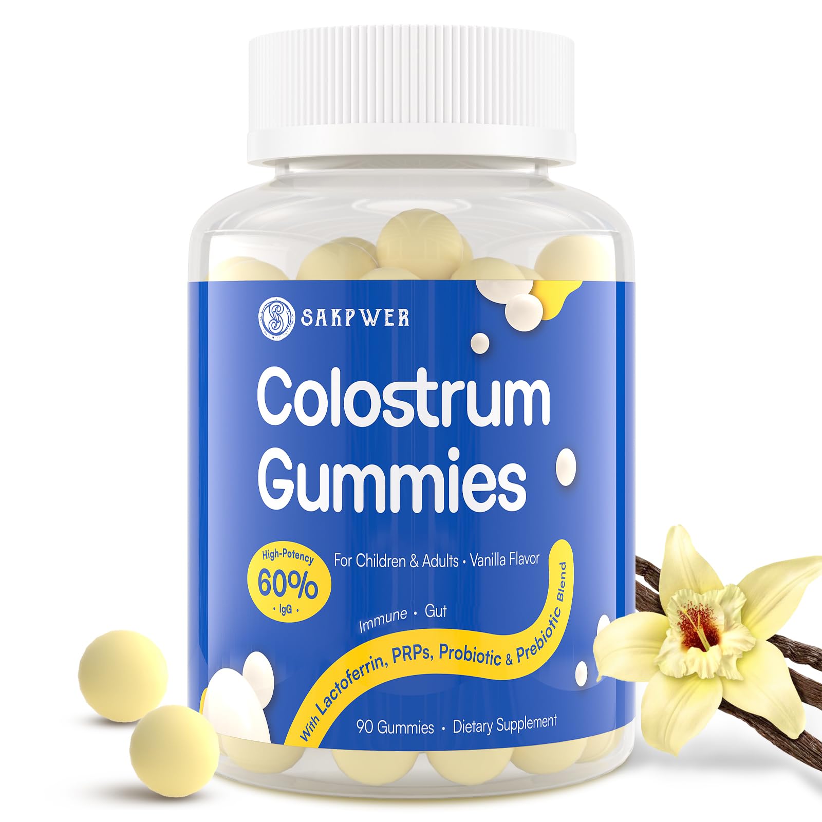 Bovine colostrum supplement gummies for immunity