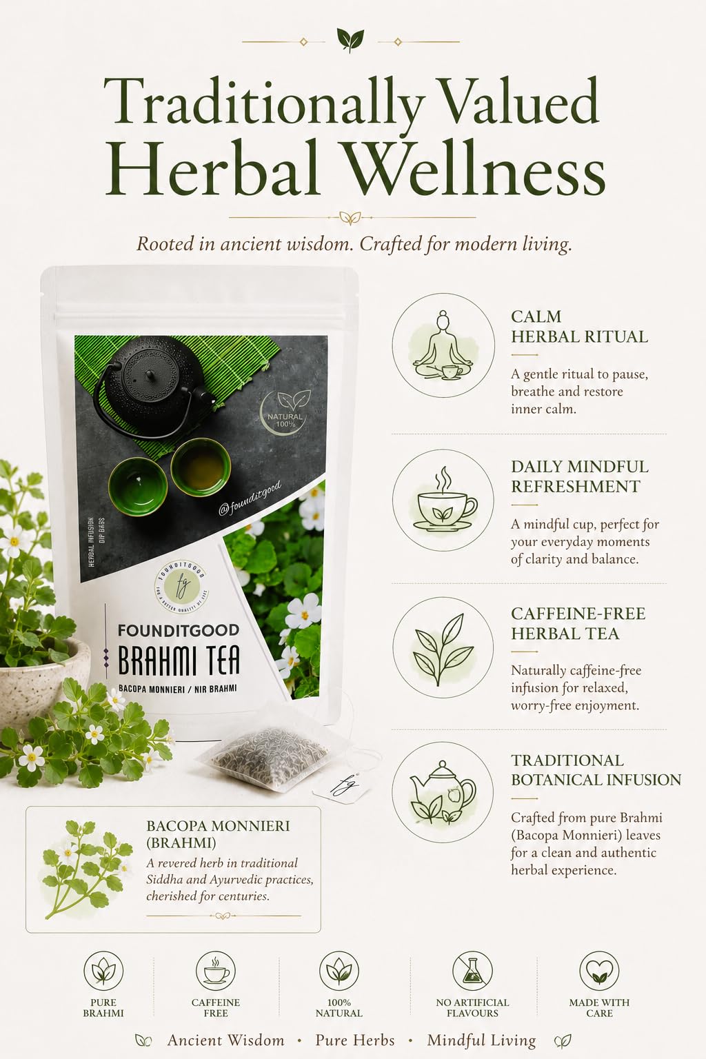 Brahmi tea bags for daily wellness