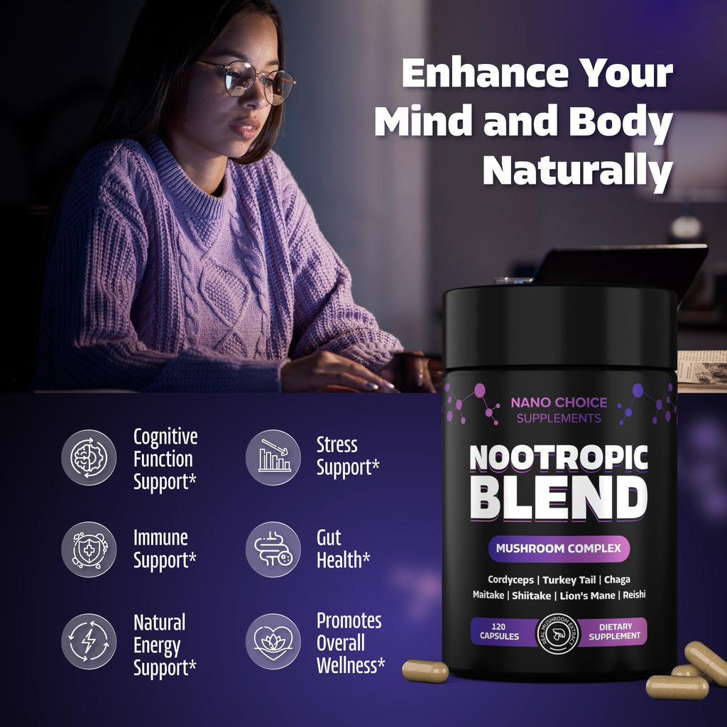 Brain-boosting mushroom complex supplement